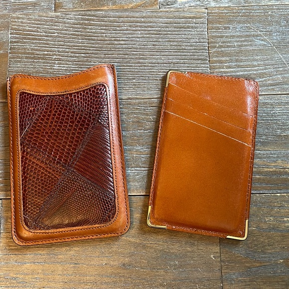 Bosca | Accessories | Bosca Leather And Lizard Trim Card Holder Wallet ...